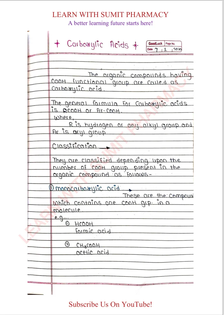 2nd Semester Handwritten Notes B Pharma Sumit Pharmacy