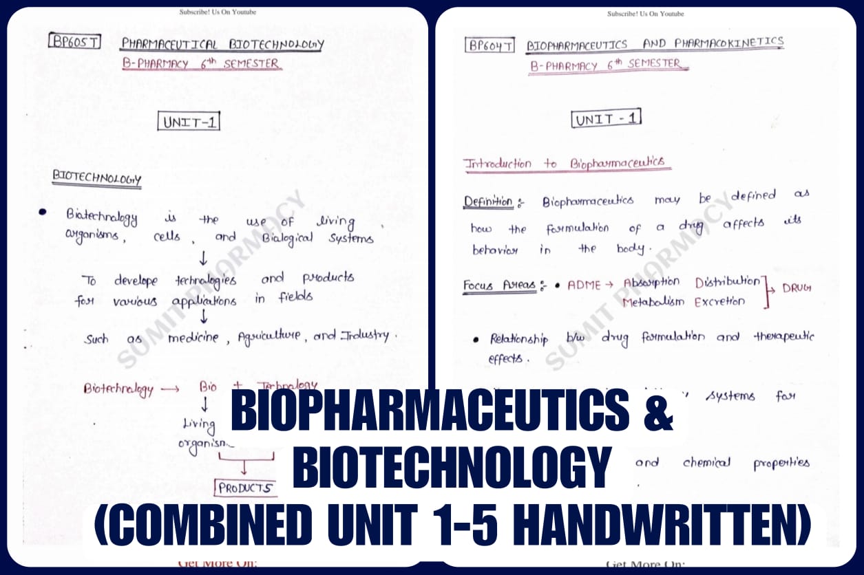 6th Semester Handwritten Notes(B.Pharma) | Sumit Pharmacy